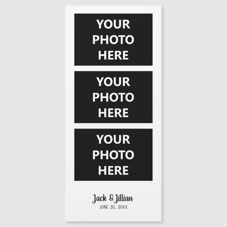 Wedding Photo Booth Photo Strip Custom Text Magnet | Zazzle