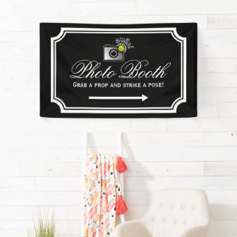 Wedding photo booth sign banner with directions | Zazzle