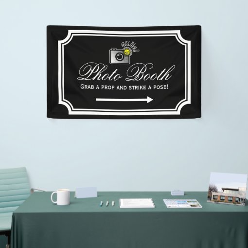 Wedding photo booth sign banner with directions | Zazzle