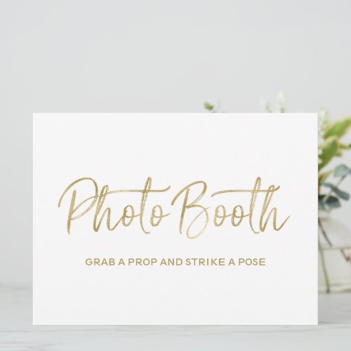Wedding "Photo booth" Sign | Stylish Golden | Zazzle