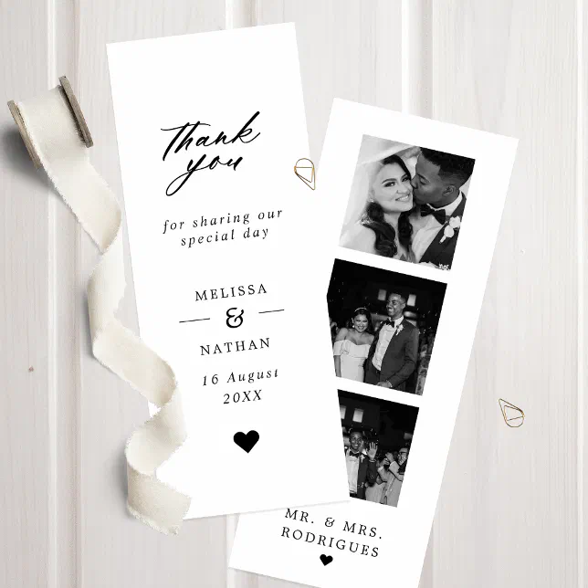 Wedding Photo Booth Strip Style Thank You Card | Zazzle