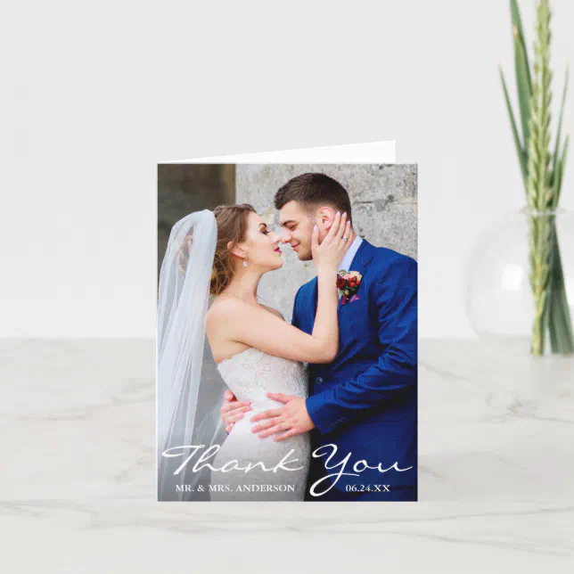 Wedding Photo Bride and Groom Thank You Note | Zazzle