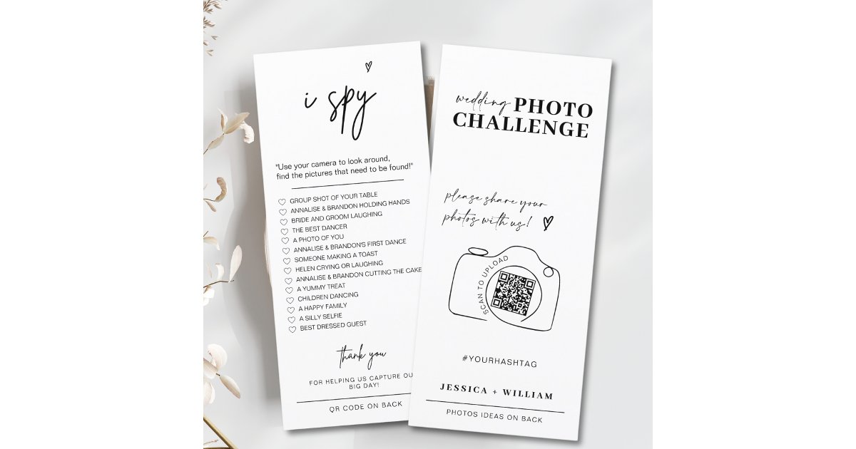 wedding photo challenge I spy wedding game card | Zazzle