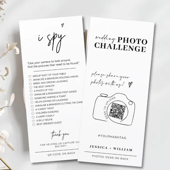 wedding photo challenge I spy wedding game card | Zazzle