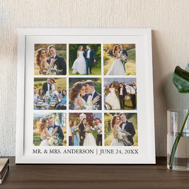 Wedding Photo Collage Peel And Stick Photo Tile | Zazzle