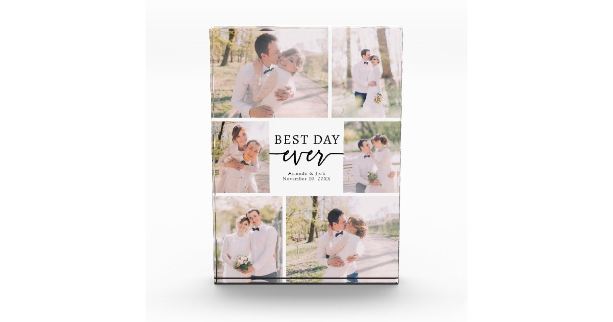 Wedding Photo Collage Photo Block | Zazzle