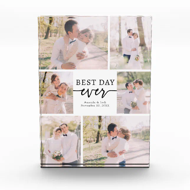 Wedding Photo Collage Photo Block | Zazzle