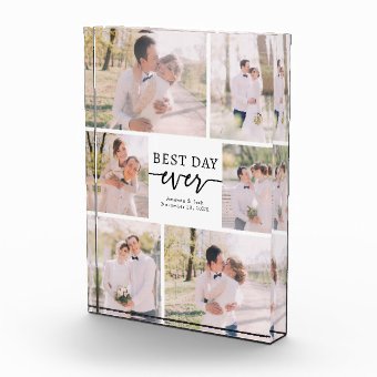 Wedding Photo Collage Photo Block | Zazzle