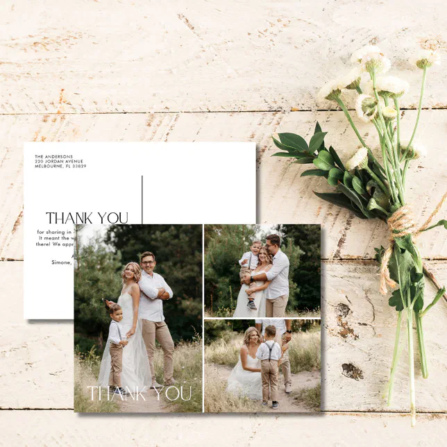 Wedding Photo Collage Thank You Postcard | Zazzle