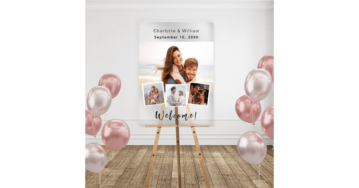 Wedding photo collage welcome clear sign | Zazzle