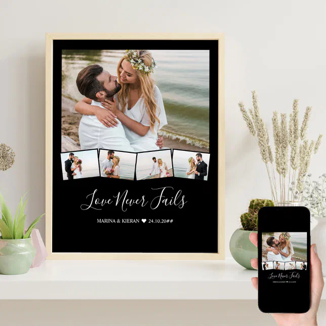 Wedding Photo Collage Zigzag Picture Strip Custom Poster | Zazzle