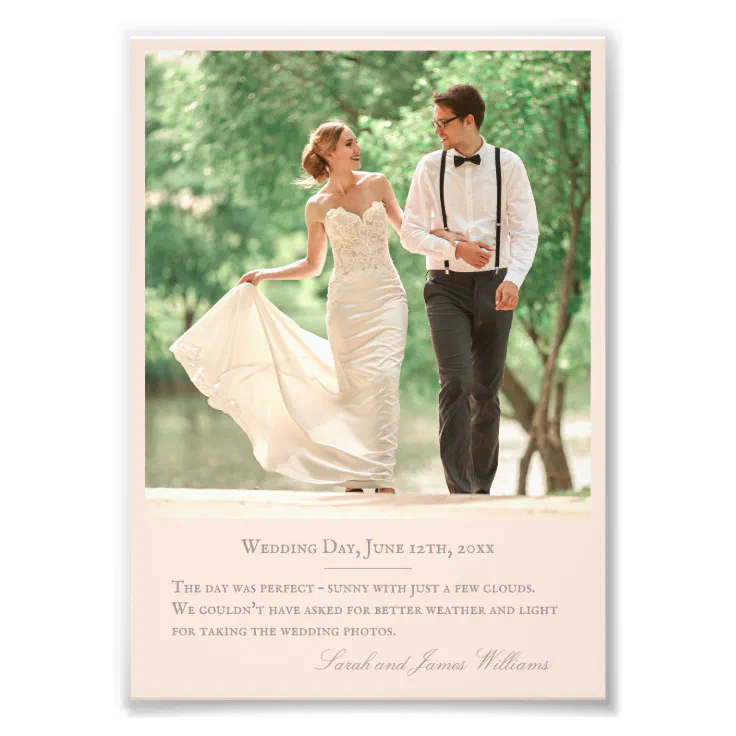 Wedding Photo Custom Quote Monogram Blush 5x7 | Zazzle