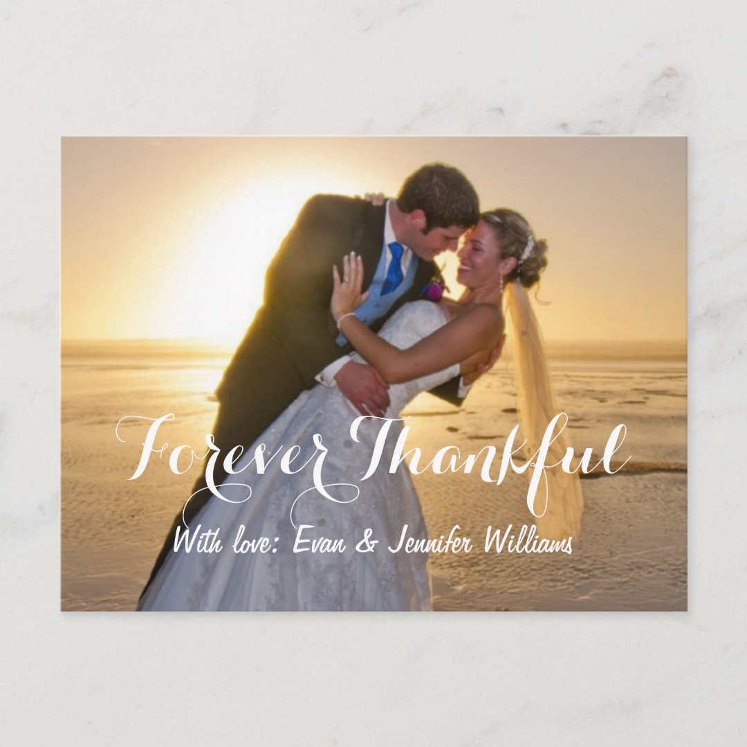 Wedding Photo Forever Thankful Note Cards | Zazzle