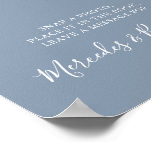 Wedding Photo Guest Modern Calligraphy Dusty Blue Poster | Zazzle