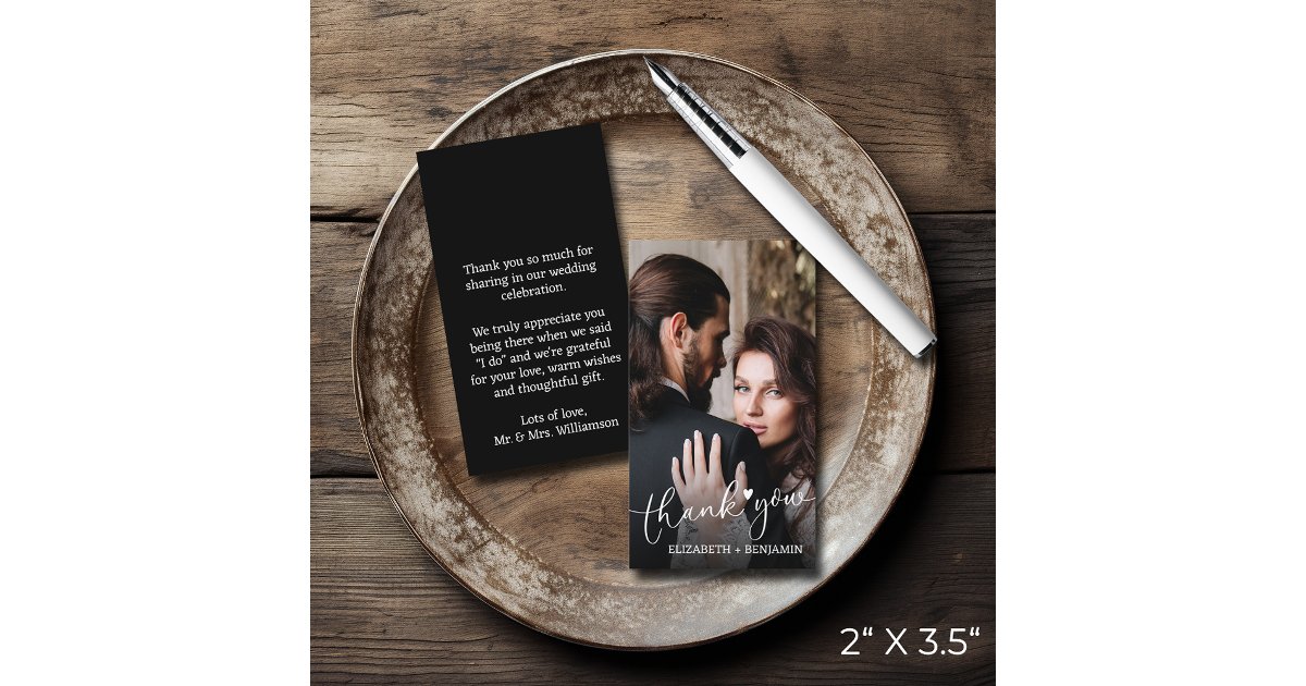 Wedding Photo Hand-Lettered Budget Thank You Note Card | Zazzle