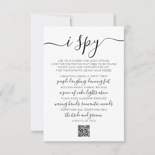 Wedding Photo Hunt Game I Spy Game QR Code Card | Zazzle