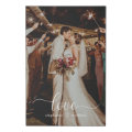 Elegant Love Calligraphy Couple Wedding Photo Faux Canvas Print | Zazzle