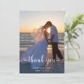 Wedding Photo Modern Heart Swash Script V Thank You Card | Zazzle