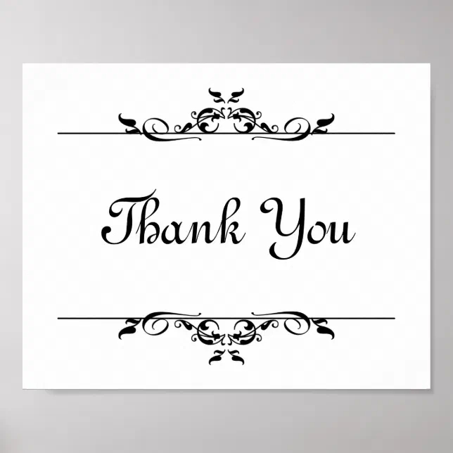 Wedding photo prop sign Thank You elegant scroll | Zazzle