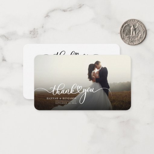 Wedding Photo Script Couple Thank You Note Card | Zazzle