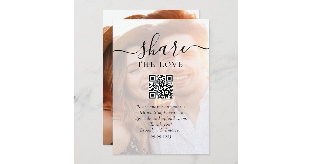 Wedding Photo Sharing Request QR Code Card | Zazzle
