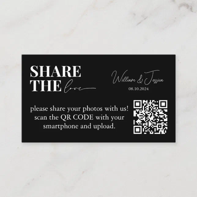 Wedding Photo Sharing | Share The Love QR Code Enclosure Card | Zazzle