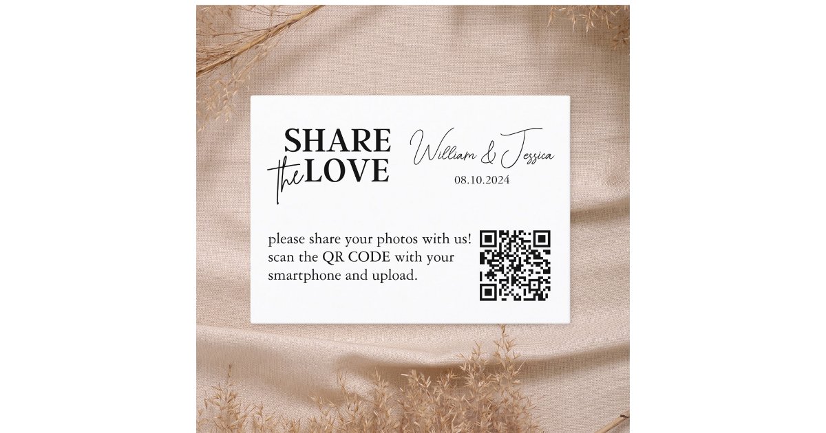 Wedding Photo Sharing With QR Code Business Card | Zazzle