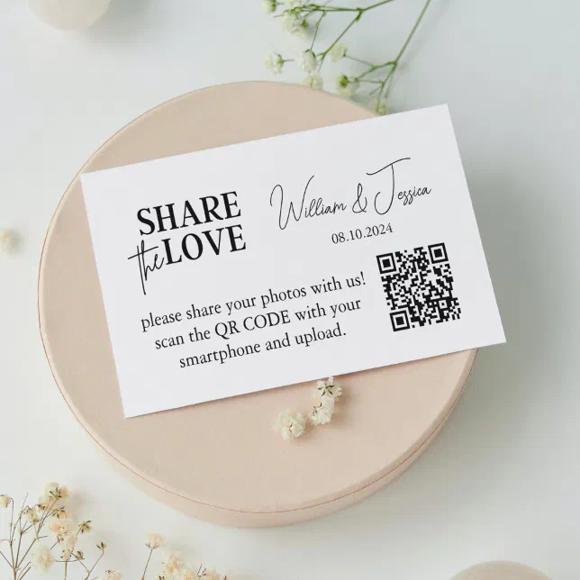 Wedding Photo Sharing With QR Code Enclosure Card | Zazzle