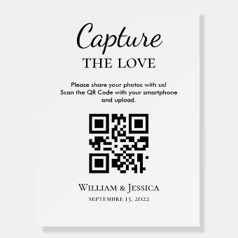 Wedding Photo Sharing With QR Code Foam Board | Zazzle