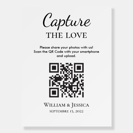 Wedding Photo Sharing With Qr Code Foam Board Zazzle