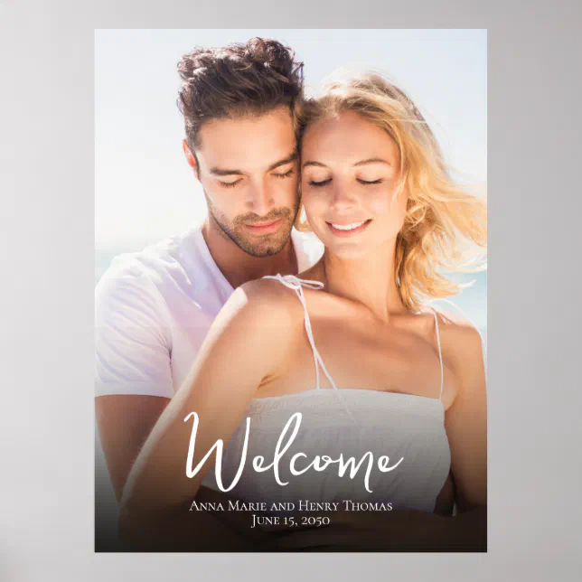 Wedding Photo Simple Modern Calligraphy Minimalist Poster | Zazzle