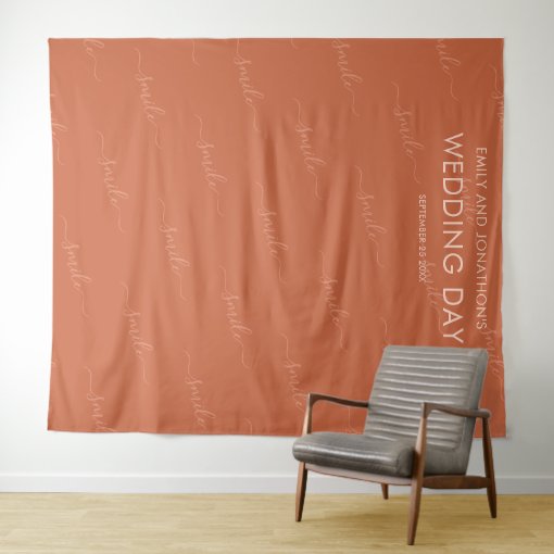 Wedding Photobooth Backdrop Typography Terracotta | Zazzle