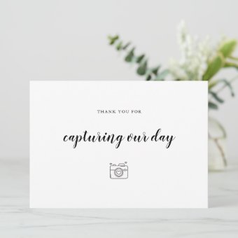 Wedding Photographer Capturing Our Day camera Thank You Card | Zazzle