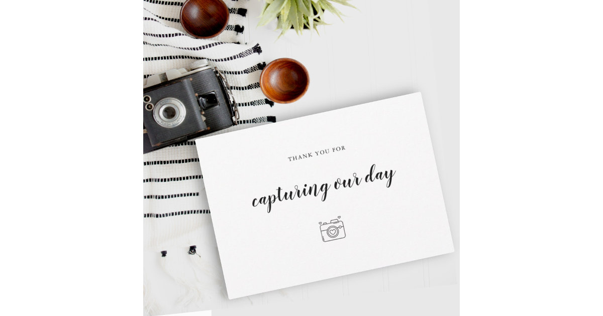 Wedding Photographer Capturing Our Day camera Thank You Card | Zazzle