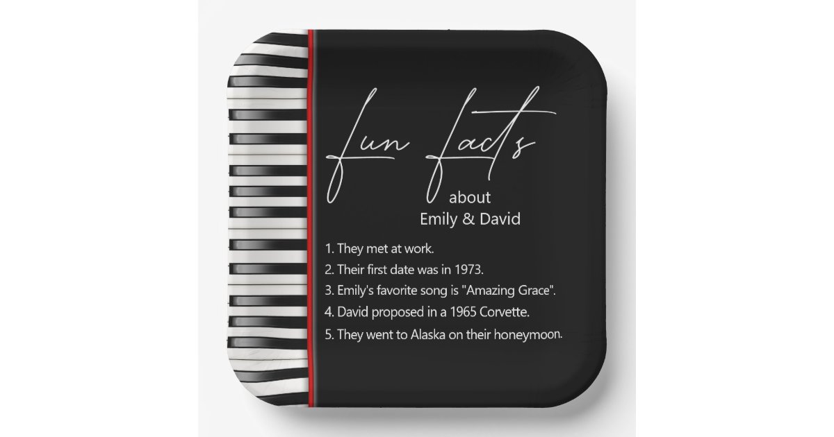 Wedding Piano Keyboard Fun Facts Paper Plates | Zazzle Wedding Piano Keyboard Fun Facts Paper Plates | Zazzle