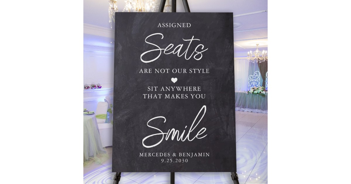 Wedding Pick A Seat Not A Side Slate Personalized Foam Board | Zazzle