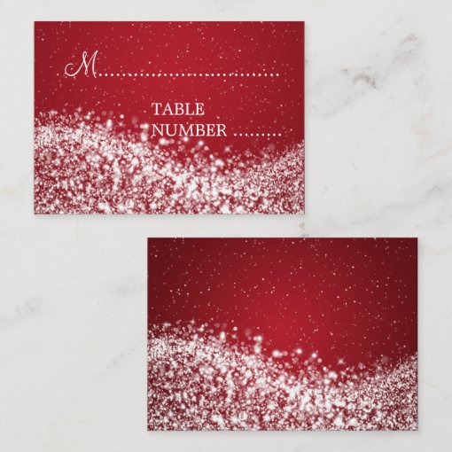 Wedding Placecards Sparkling Wave Red | Zazzle