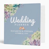 Wedding Planner Chic Watercolor Succulent Plants 3 Ring Binder | Zazzle