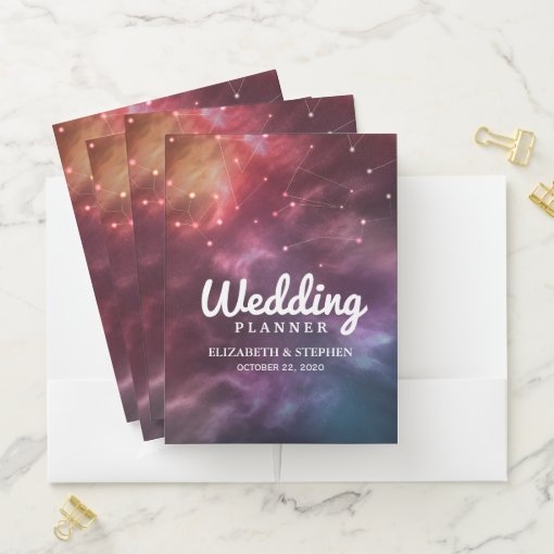Wedding Planner Galaxy Stars Nebula Constellations Pocket Folder | Zazzle