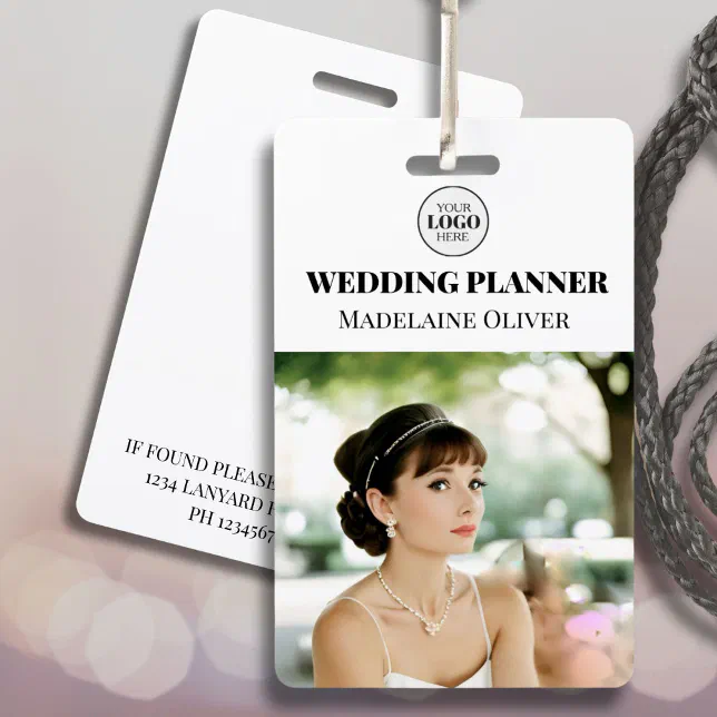 Wedding Planner ID Photo Simple Logo Badge | Zazzle