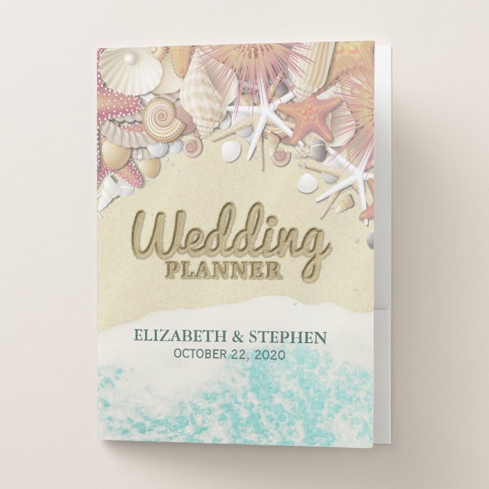Wedding Planner Summer Sea Beach Starfish Seashell Pocket Folder ...