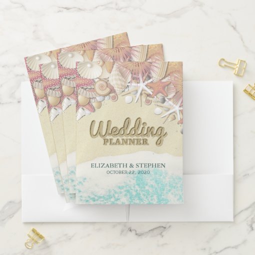 Wedding Planner Summer Sea Beach Starfish Seashell Pocket Folder | Zazzle