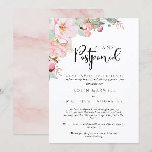 Wedding Postponed- Cancellation - Plans Postponed Invitation | Zazzle