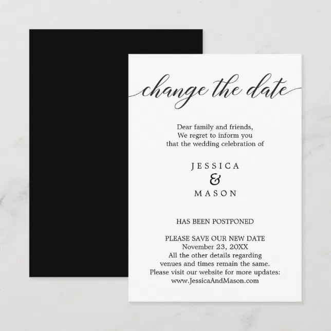 Wedding Postponed Change the Date New Plan Invitation | Zazzle