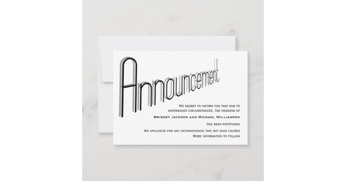 Wedding Postponed Notification Save The Date | Zazzle