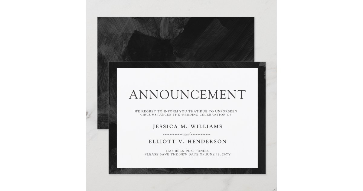 Wedding Postponement Message Plain Formal Invitation | Zazzle