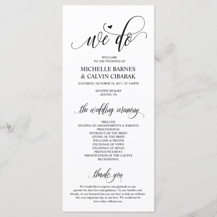 Wedding program card in modern design v3 | Zazzle.com