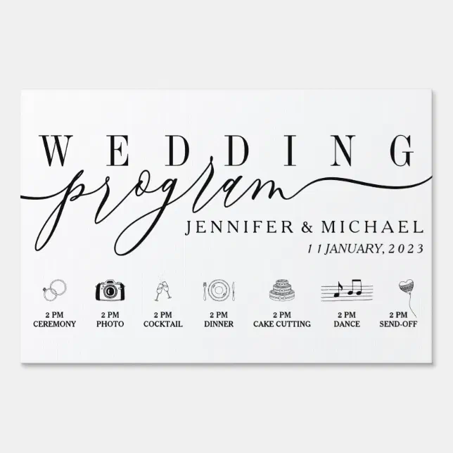 Wedding Program Custom Icons Timeline ceremony Sign | Zazzle