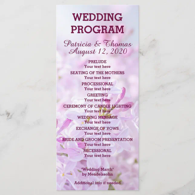Wedding Program customizable | Zazzle