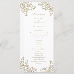 Wedding program elegant gold decorative scroll | Zazzle